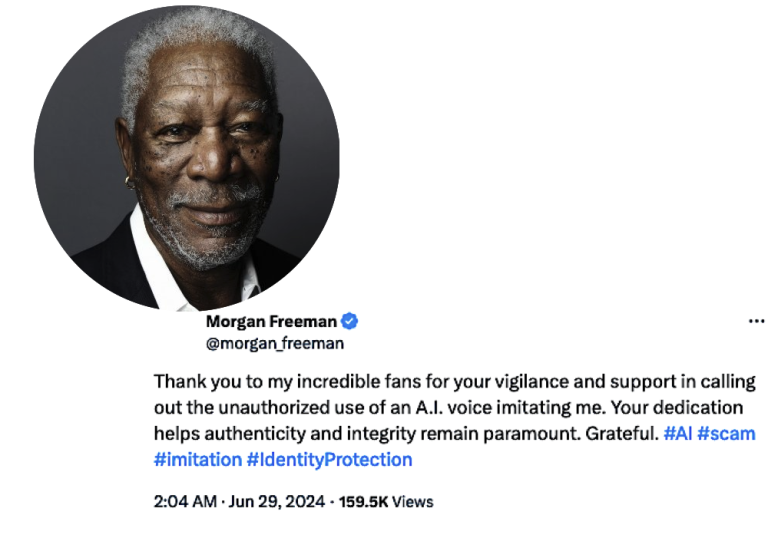 Voice cloning targets Morgan Freeman